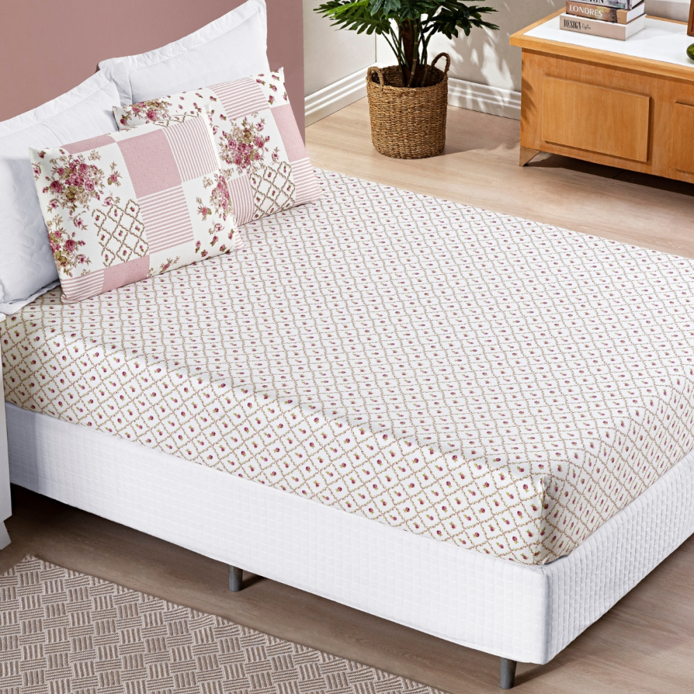 Jogo de Cama King Bouti 03 Peças - Cama Posta Enxovais
