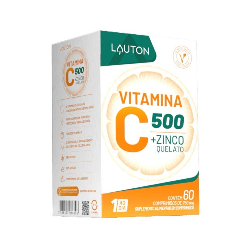 Vitamina C + Zinco 500mg - 60 cápsulas - Cantinho Natural By jaisa