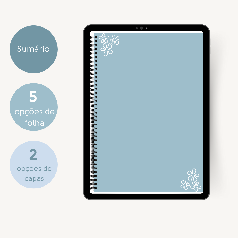 Caderno digital Azul clicável - 10 matérias - Carol Dicas de Estudos