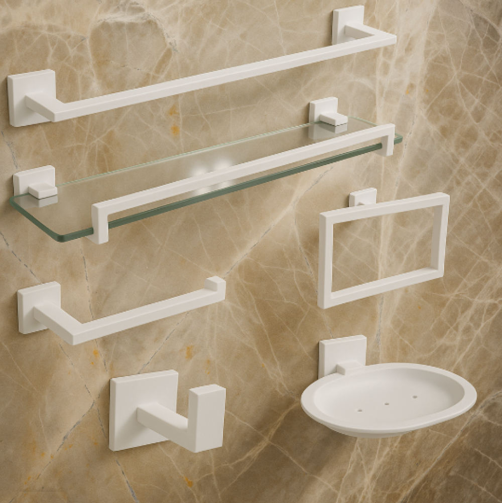 Acessórios para Banheiro em Branco de Aço Inox 304 - Linha Eterna 13pçs ...