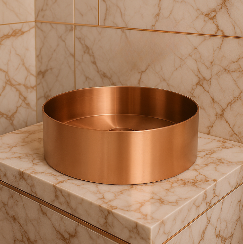 Cuba de Apoio Aço Inox Rose Gold Escovado - Linha Reno RC 27 - CasaHidra