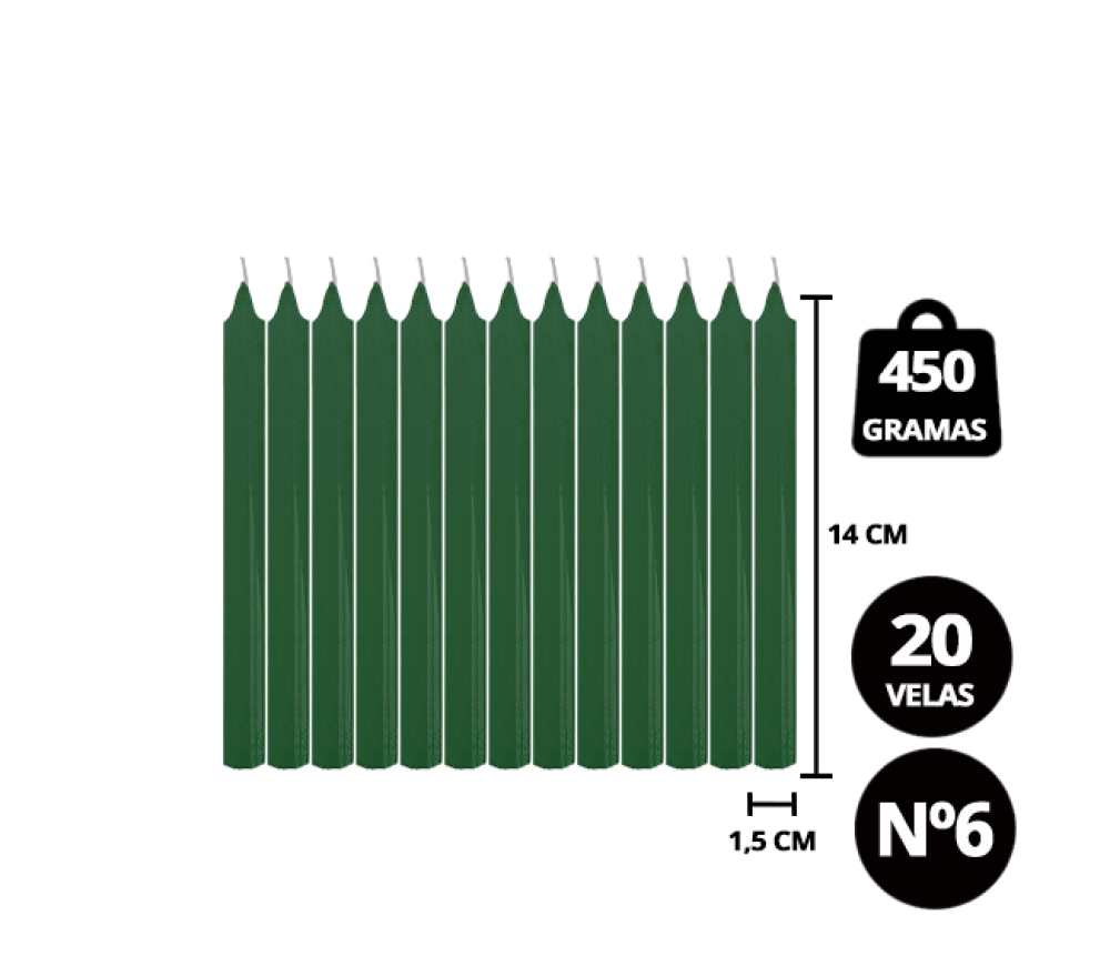 PACOTE VELA PALITO VERDE C/20 - Casal do Dendê Artigos Religiosos