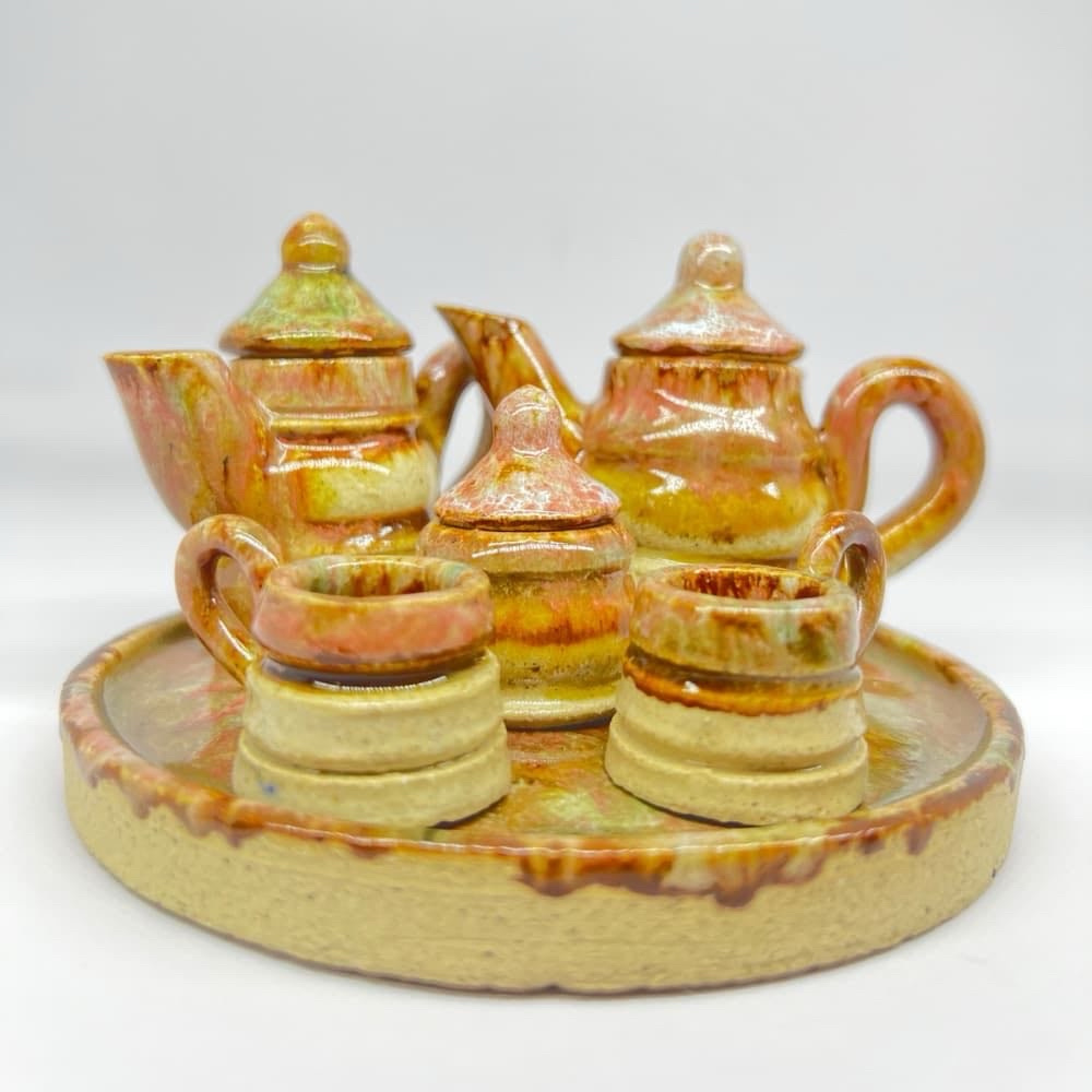 Kit Miniatura Rosa com Verde - Cerâmica Débora