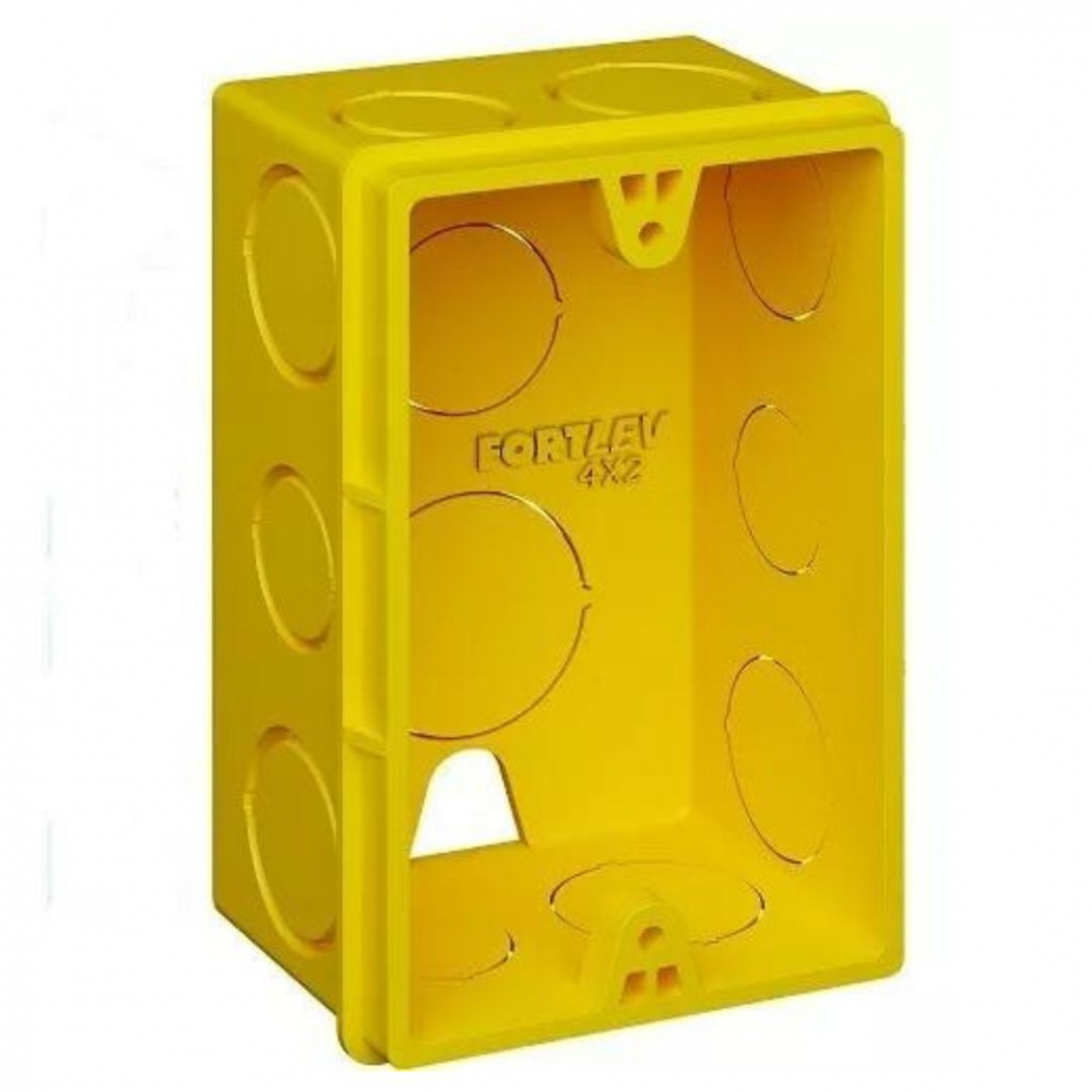 Caixa de Luz 2X4 PVC Retangular Amarelo Anti-chama FORTLEV - Cerel ...
