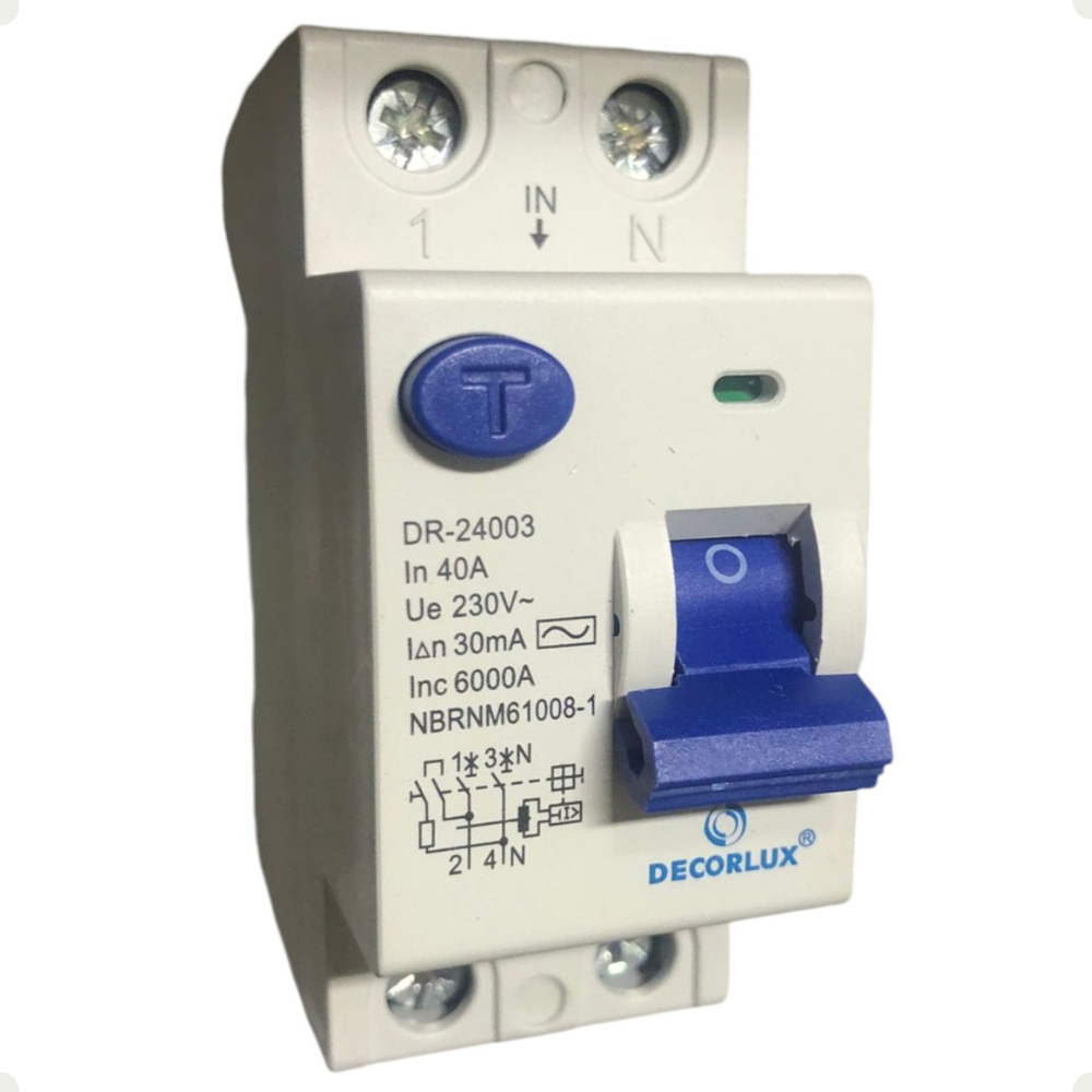 Interruptor de de Fuga DR 2P 40A 30MA Decorlux - Cerel Soluções Elétricas