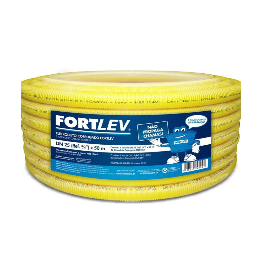 Eletroduto Corrugada 3/4 Pol x 50 m Amarelo Fortlev - Cerel Soluções ...