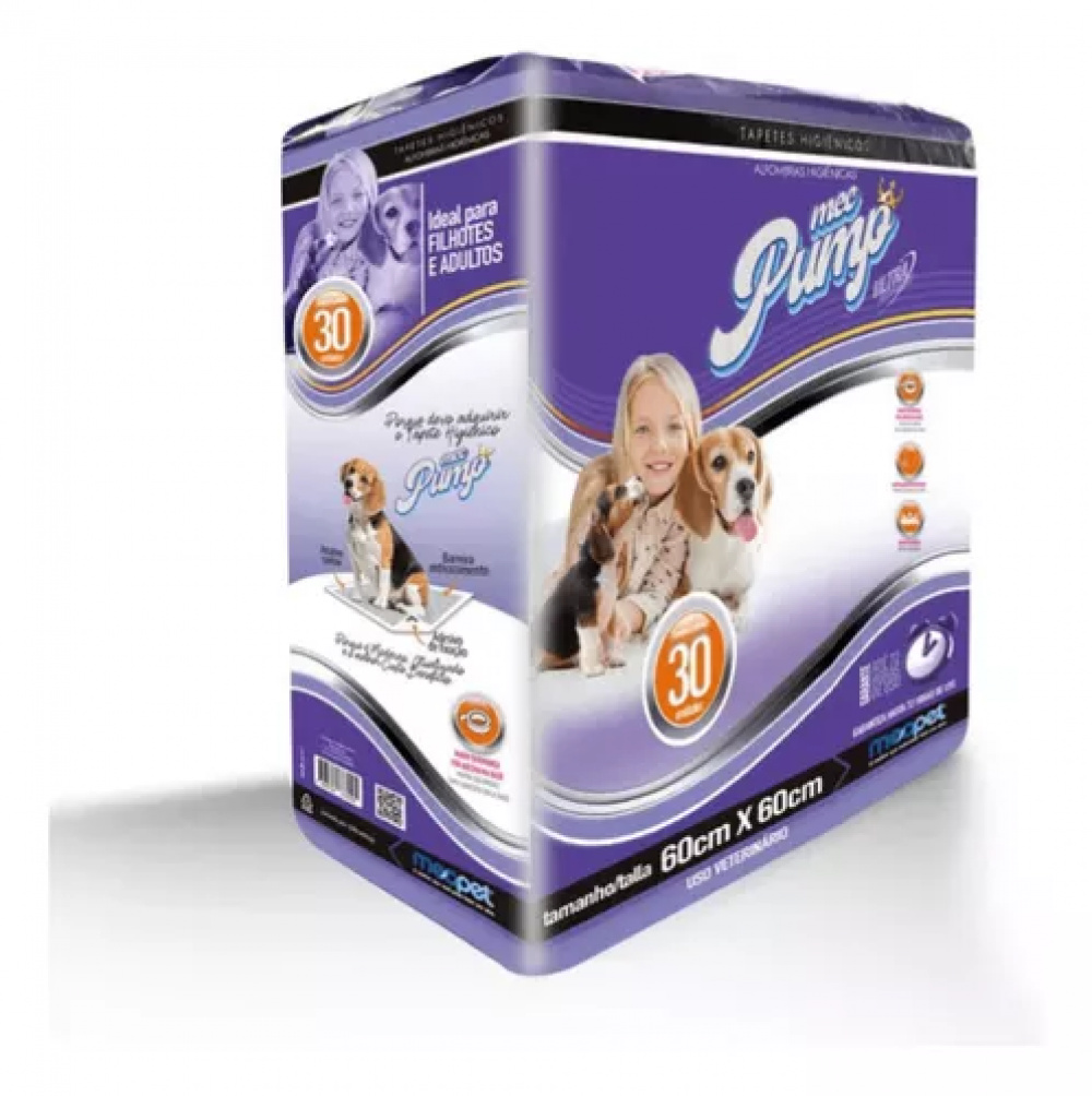 Tapete Higiênico Mec Pump P/ Cachorro 60x60 Com 30 Unidades - Conceito AgroPet