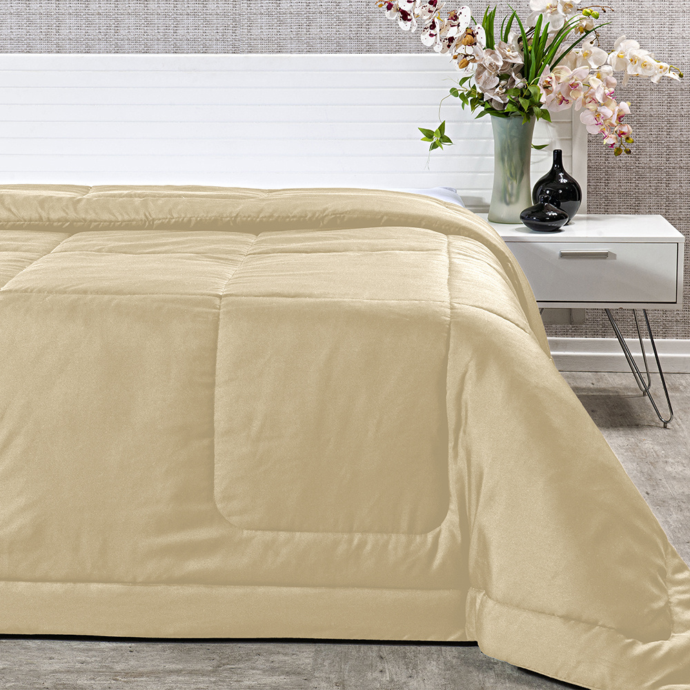 Edredom Queen Microfibra 180 Fios Dupla Face Avelã - Conforto e Casa