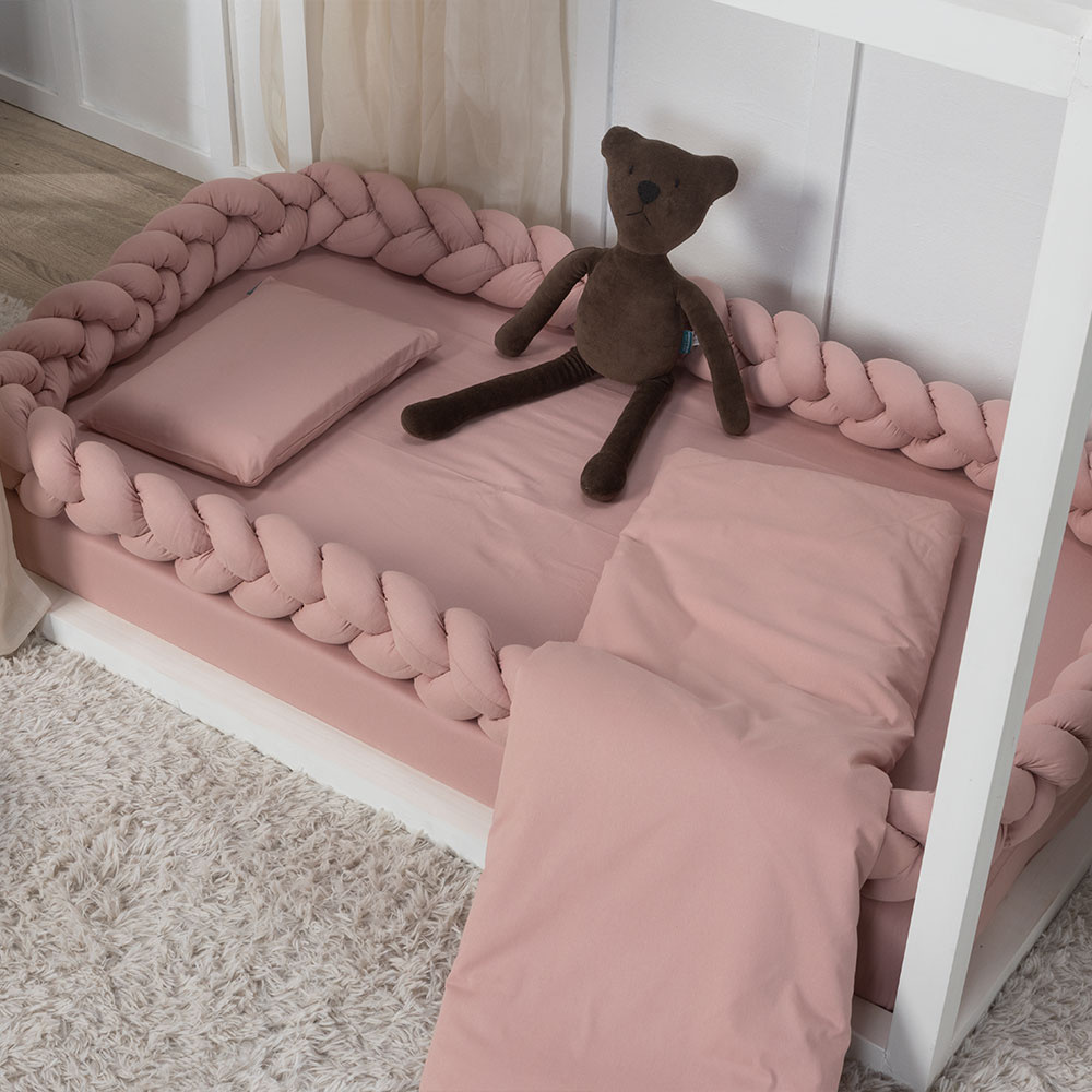 Kit Coordenado para Mini Cama 5 Peças 100% Algodão Percal 200 Fios Rose ...