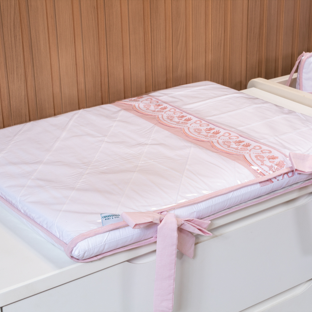Kit Quarto Completo 11 peças Berço Percal 200 Fios elegance Rosê ...