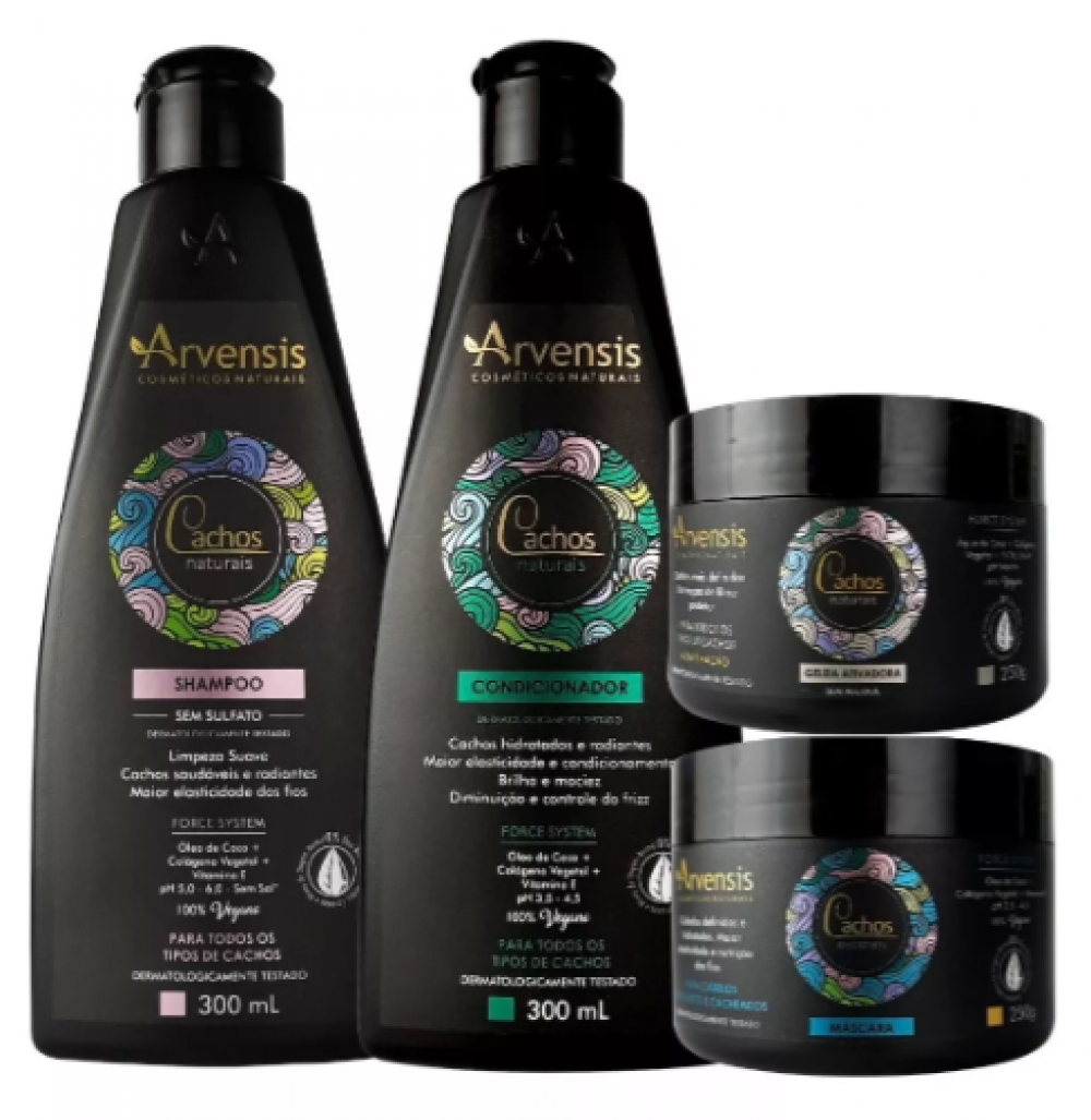 Kit Shampoo Cachos + Condicionador Cachos + Máscara + Geleia Alta ...