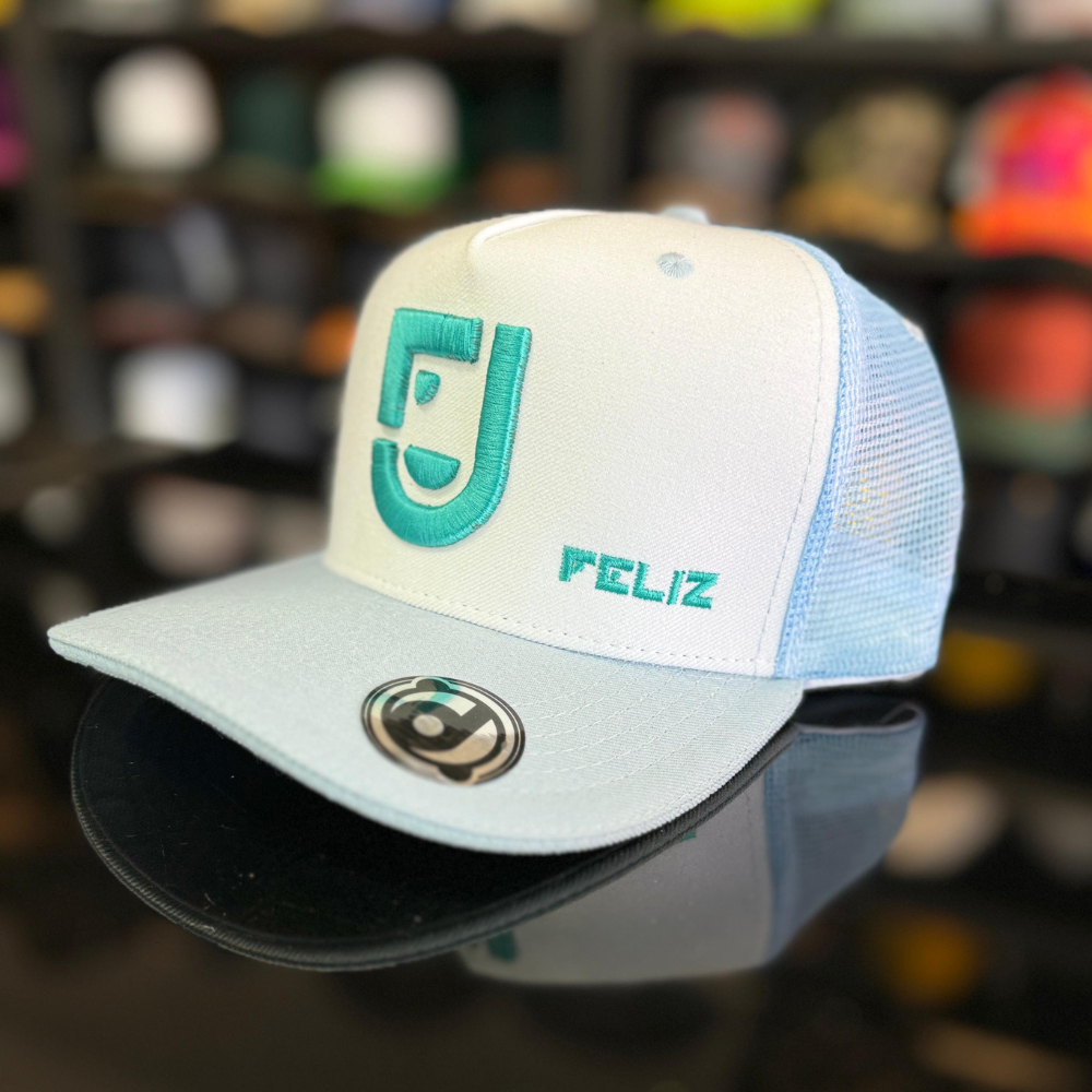 Boné Feliz Branco Com Azul Claro - CPF STORE