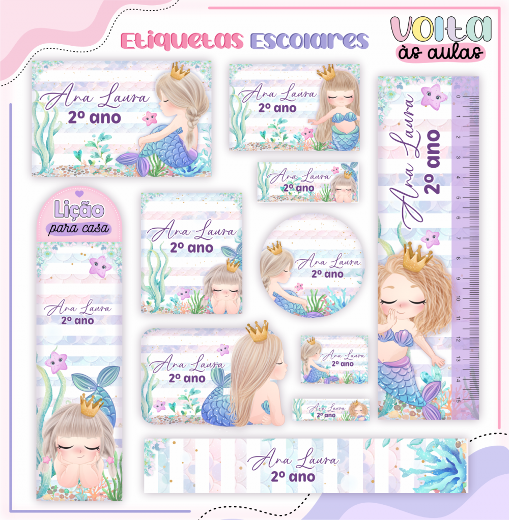 Lápis Sereia Cute Menina - Criando Art's Personalizados