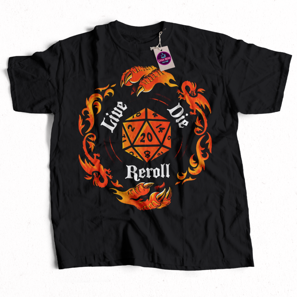 Camiseta T-Shirt RPG Dado D20 Gamer - Casa Nerd com Café