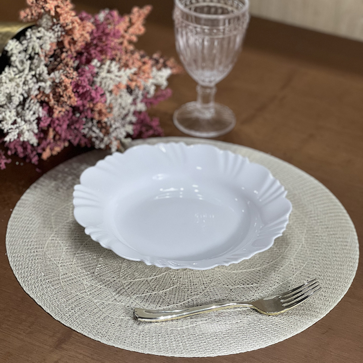 Lugar Americano Sousplat Redondo Rendado Palha - Crochê Vitória