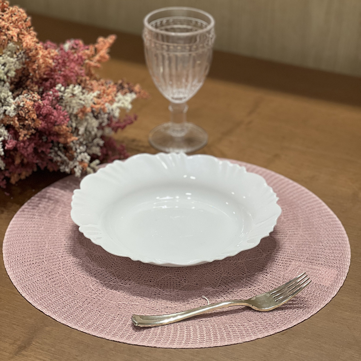 Lugar Americano Sousplat Redondo Rendado Rosa - Crochê Vitória