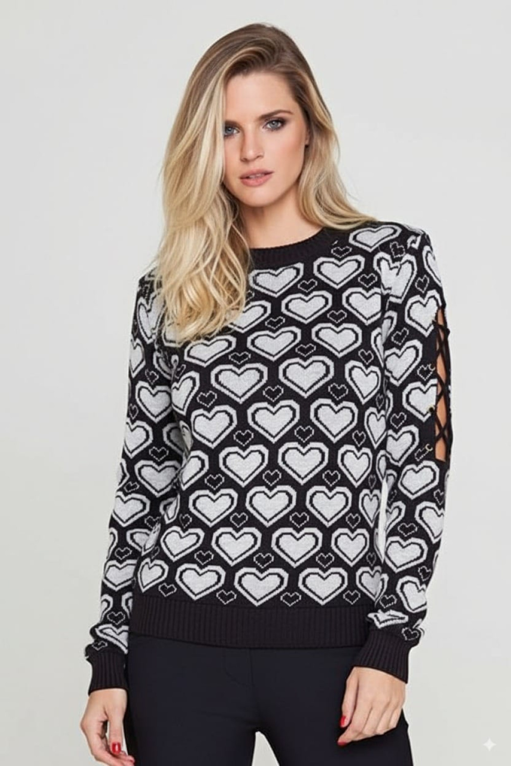 Blusa Tricot Coração Preta - DALUKY