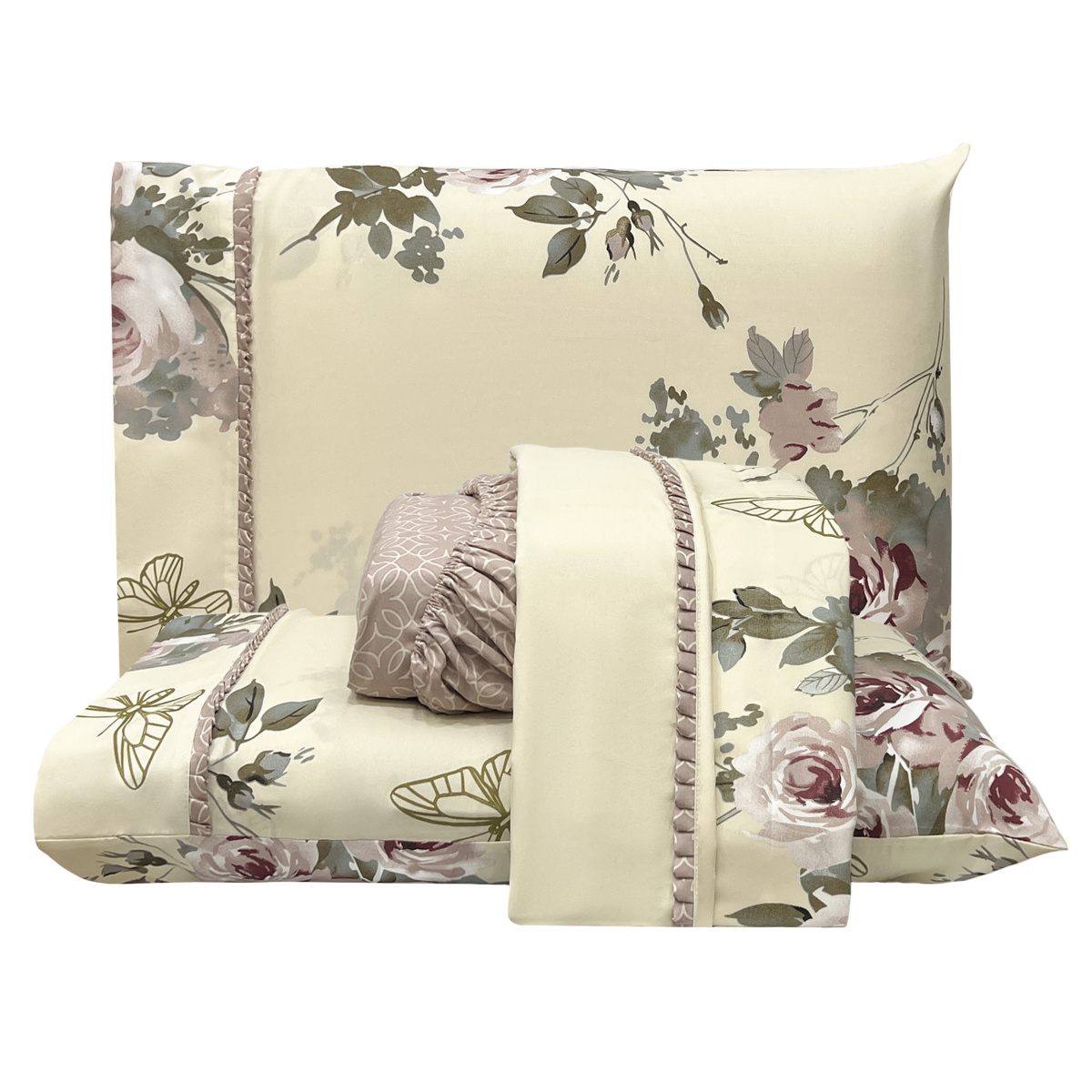 Jogo Cama Casal Percal 300 Fios Toque Macio Confort Print 04 Peças ...