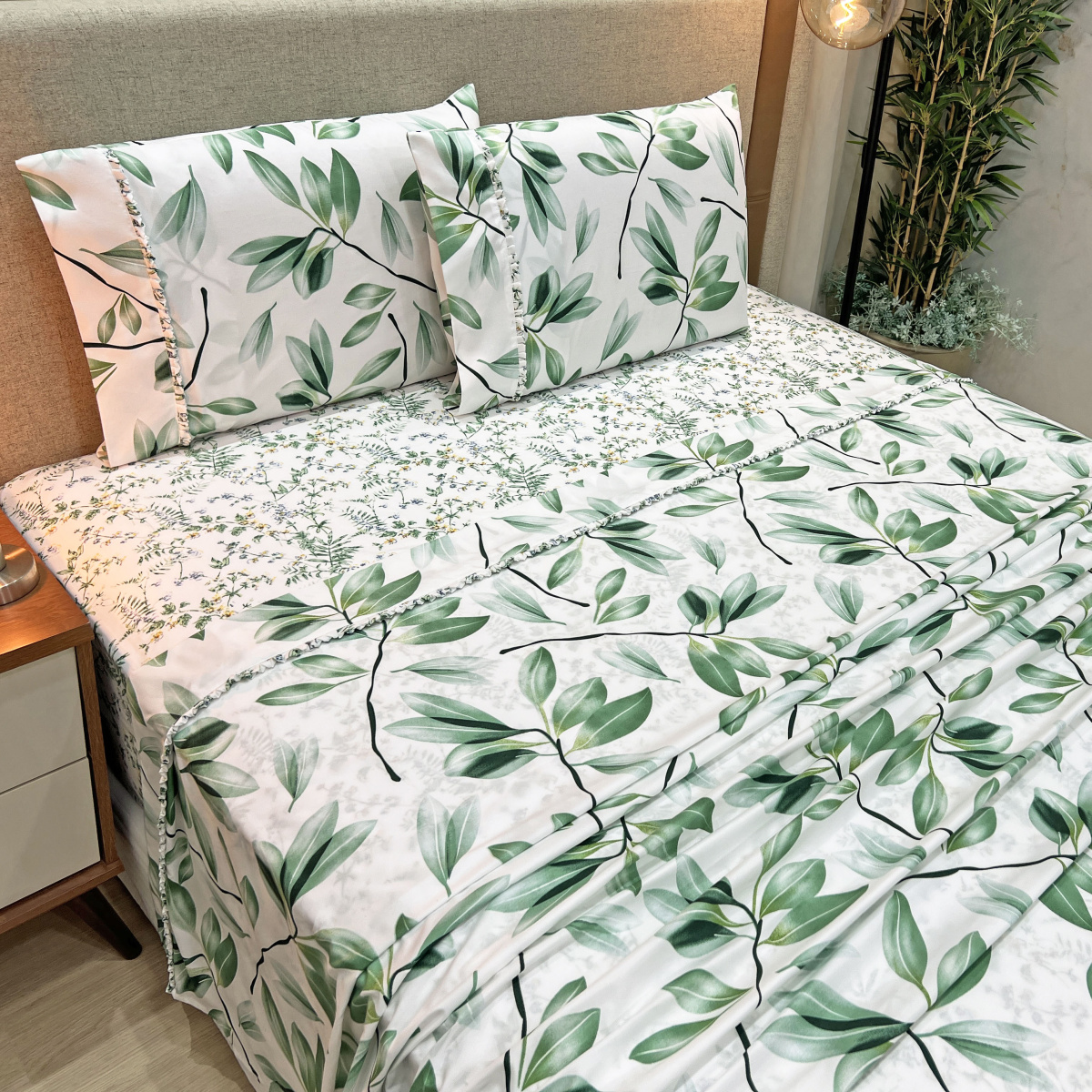 Jogo Cama Casal Percal 300 Fios Toque Macio Confort Print 04 Peças ...