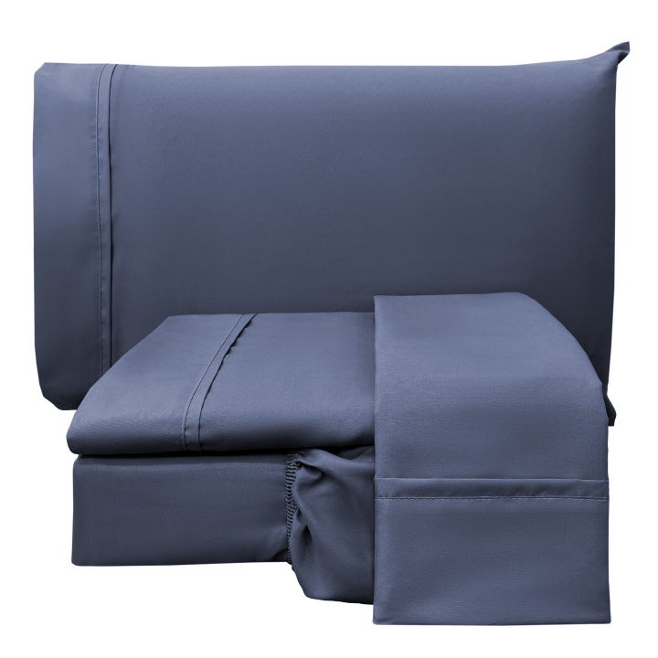 Jogo Cama Confort Liso Percal 300 Fios King 04 Peças - Jeans - Decora ...