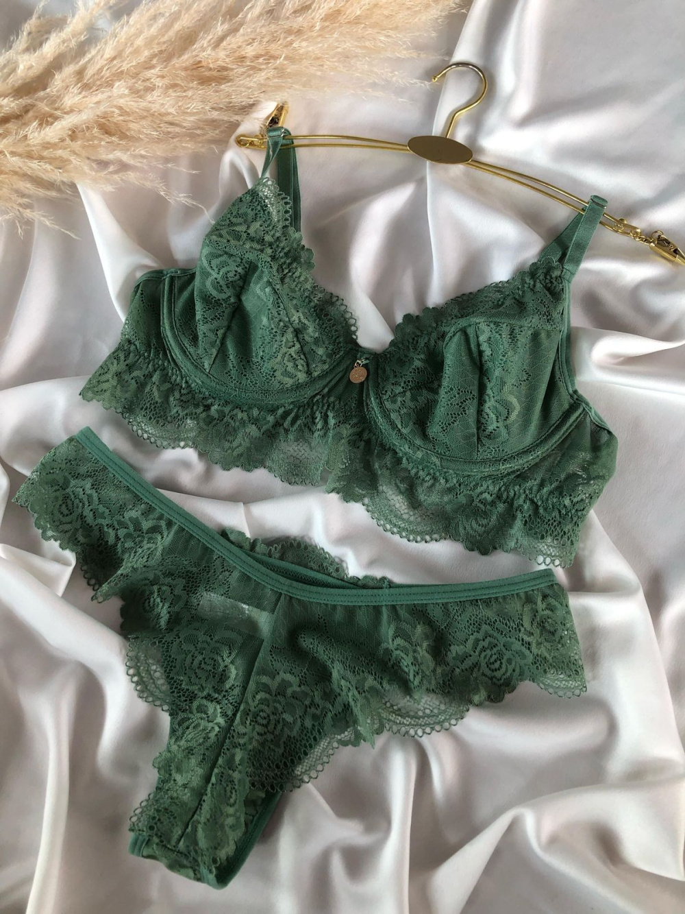 Conjunto Moana 100% Renda | Verde - Delicada e Sensual