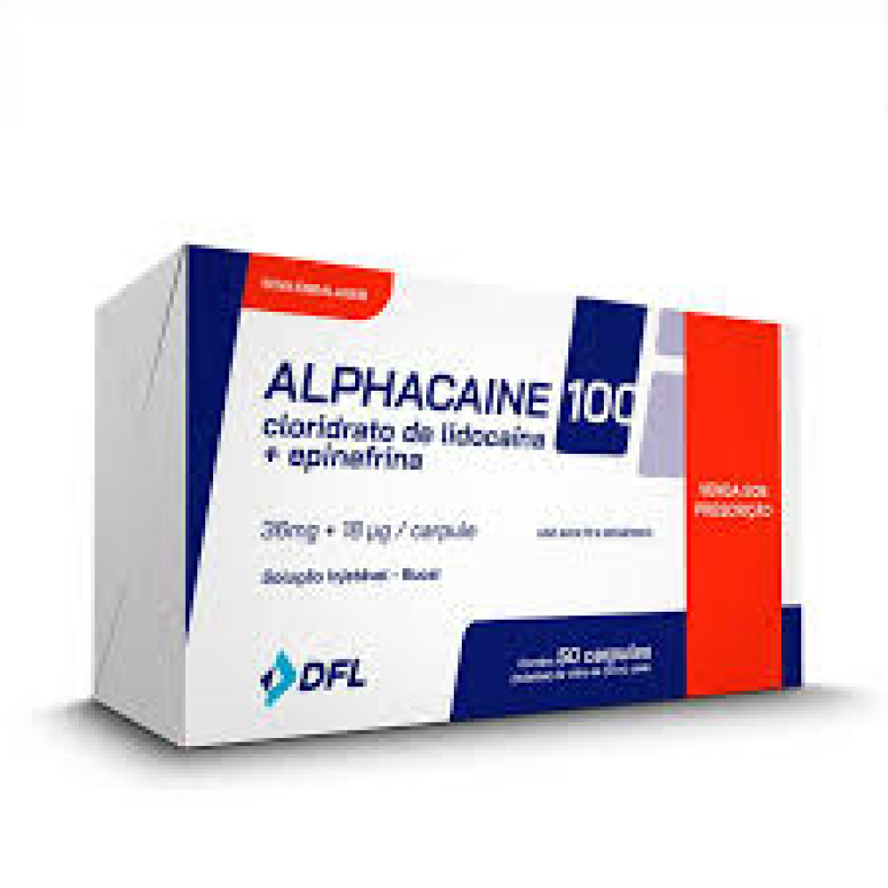 Anestésico Alphacaine 100, 2%, 1:100.000 - DFL, com 50 tubetes de 1,8m ...