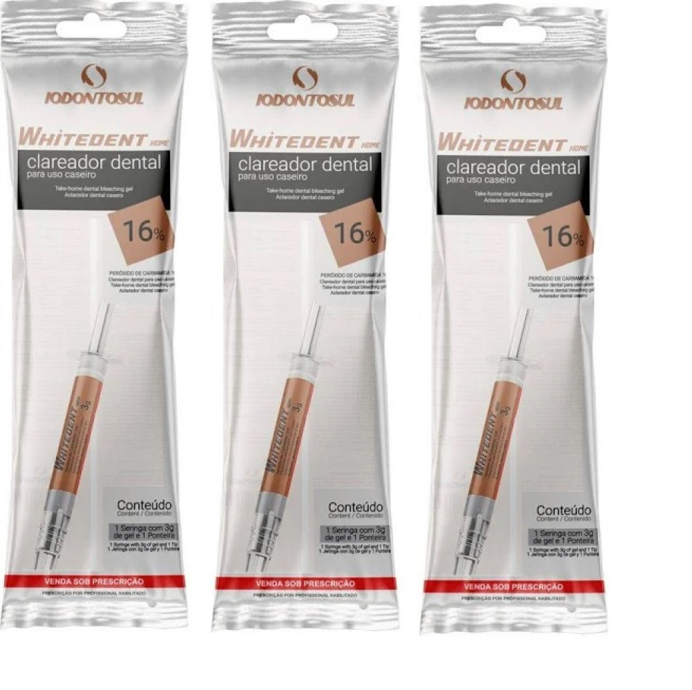 Clareador Whitedent Home 16% embalagem com 3 seringas de 3g iodontosul ...