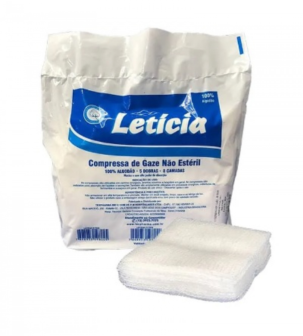 COMPRESSA de GAZE 13Fios pacote C/500UN, Letícia - Dental Legal