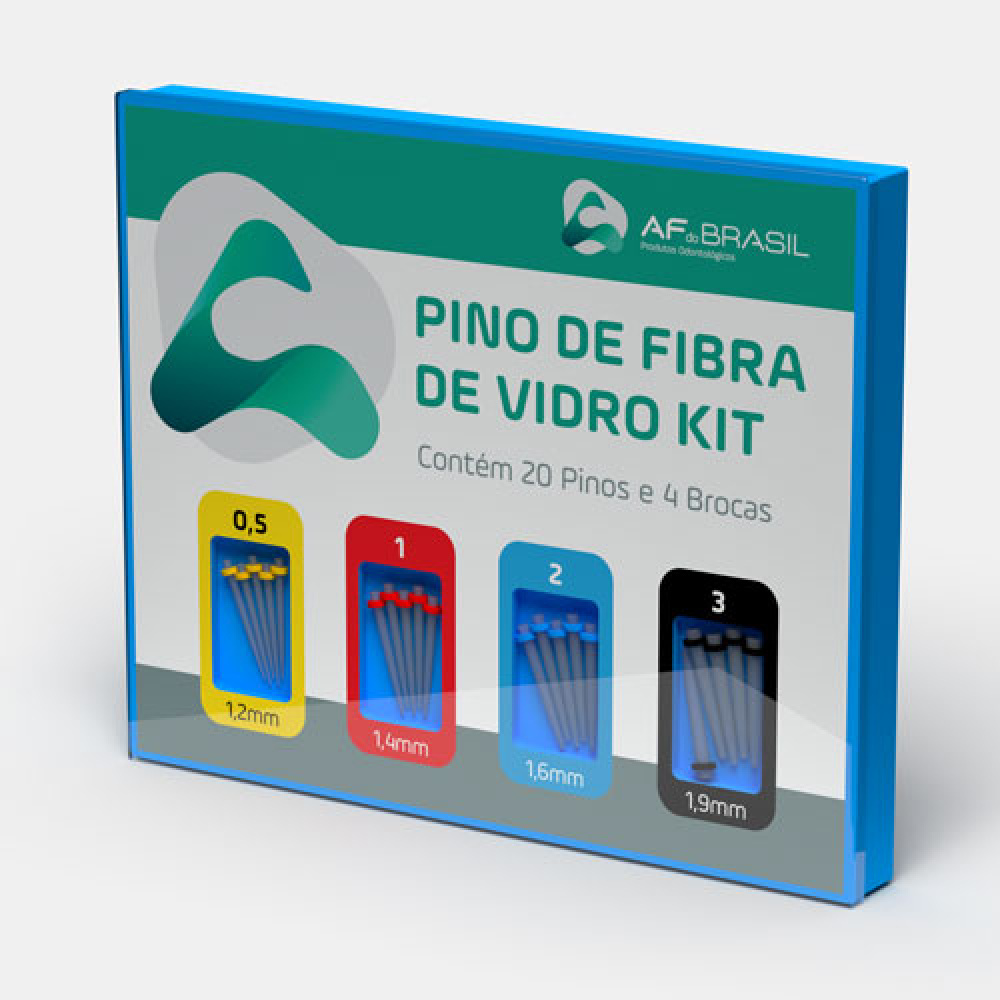 Kit Pino de Fibra de Vidro KIT - AAF com 20 pinos e 4 brocas - Dental Legal