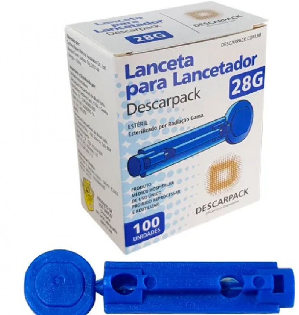 Lanceta para Lancetador 28G Descarpack com 100 unidades - Dental Legal