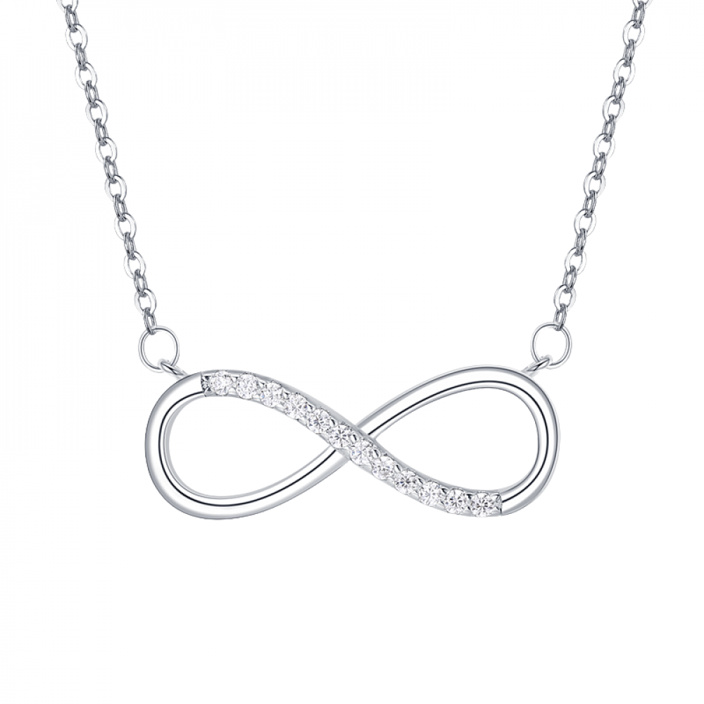 Colar Infinito Prata 925 Cravejada - Divinuss