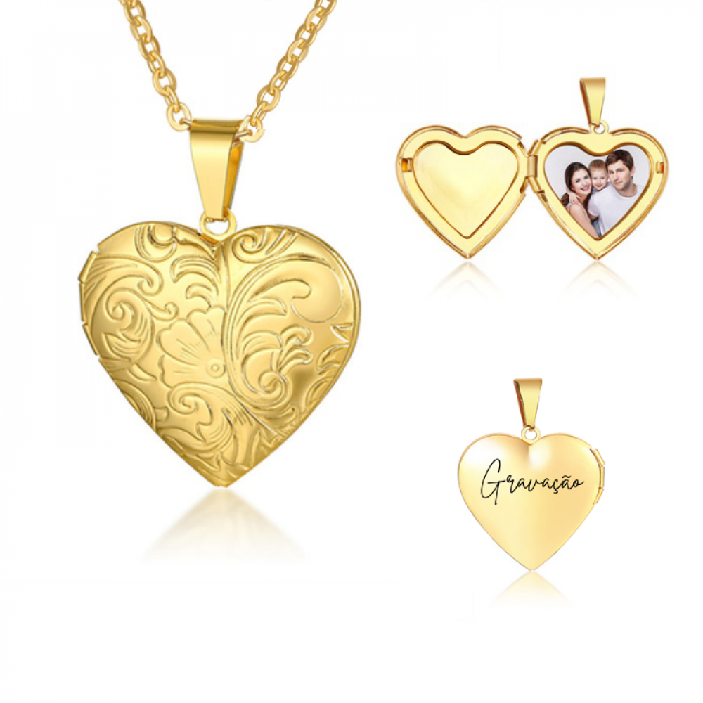 Colar Relicário Lovely - Personalizado com Foto e Gravação - Divinuss