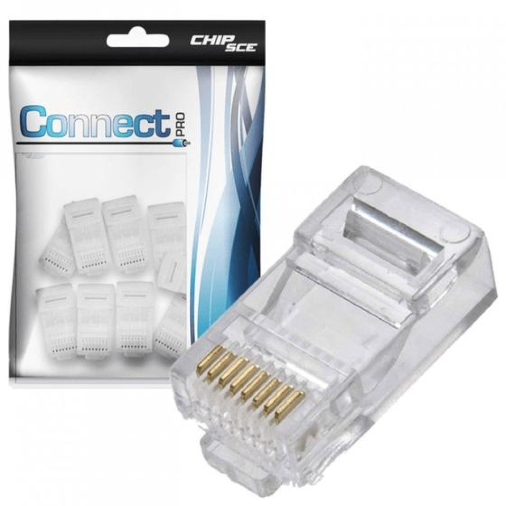 CONECTOR RJ45 CAT6 PACOTE COM 100 UNIDADES - CHIP SCE - DMD INFORMATICA