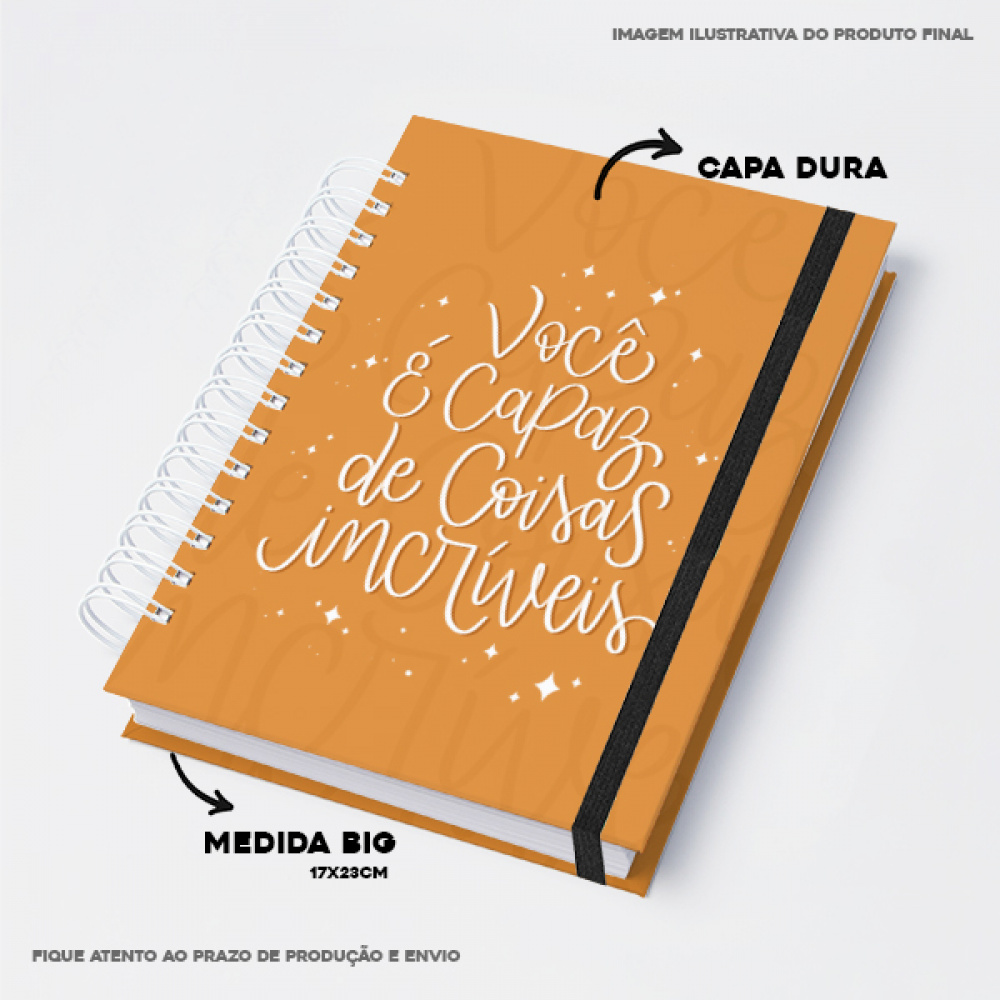 Planner Big 17x23cm Personalizado - Capa Você é Capaz - Dois A Design