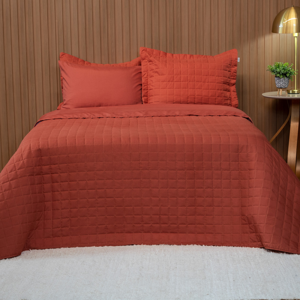 Kit Coordenado Colors Casal 6 Peças Percal 200 fios Terracota - Marina ...