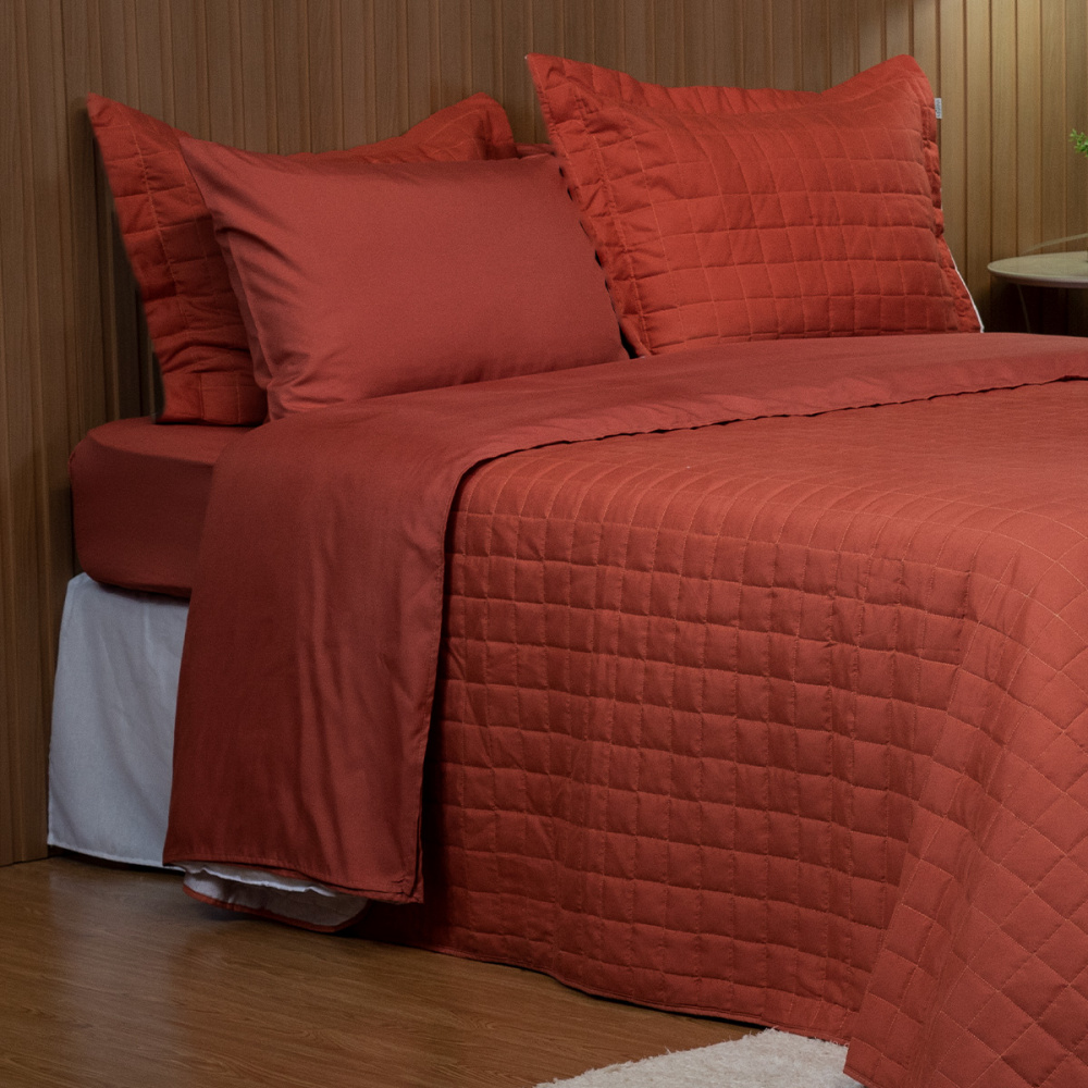 Kit Coordenado Colors Casal 6 Peças Percal 200 fios Terracota - Marina ...