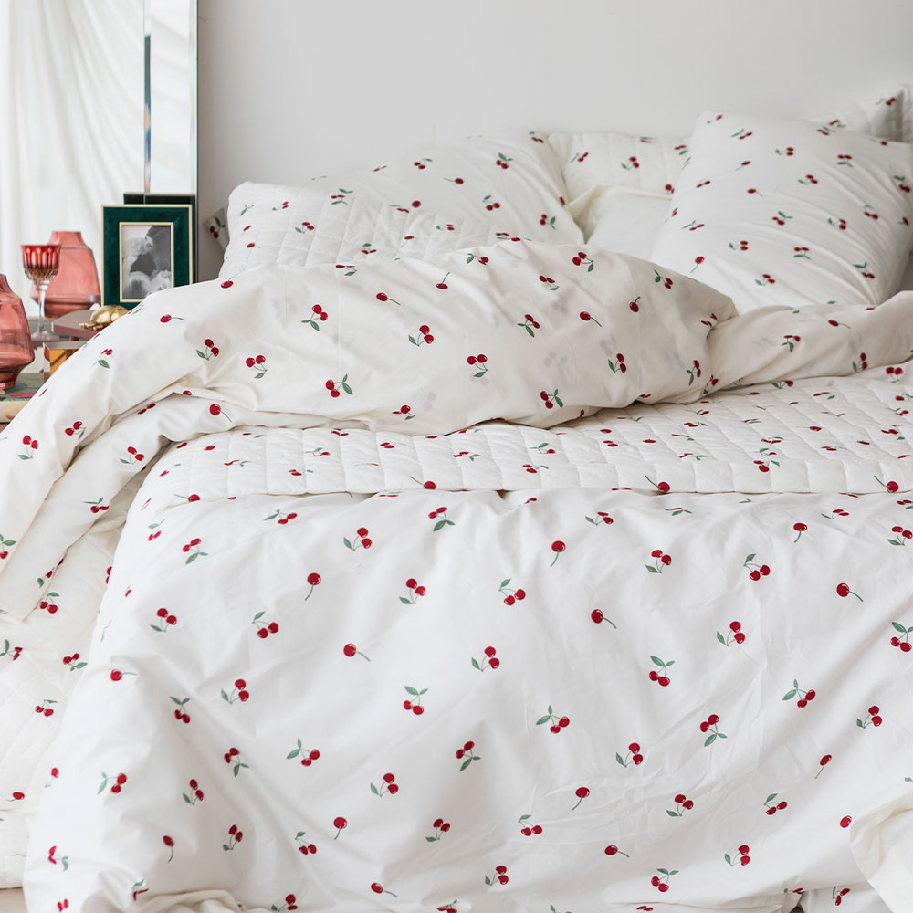 Par de Fronha 200 Fios Jazz Estampado Cereja Off White - Marina ...