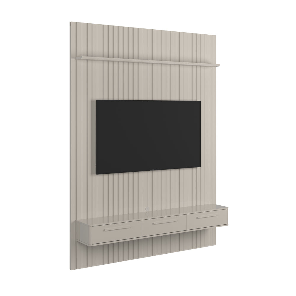 Painel Ripado Oslo Frisado Lukaliam 1,9m com Bancada Atlas Off White para TVs até 75 Polegadas ...