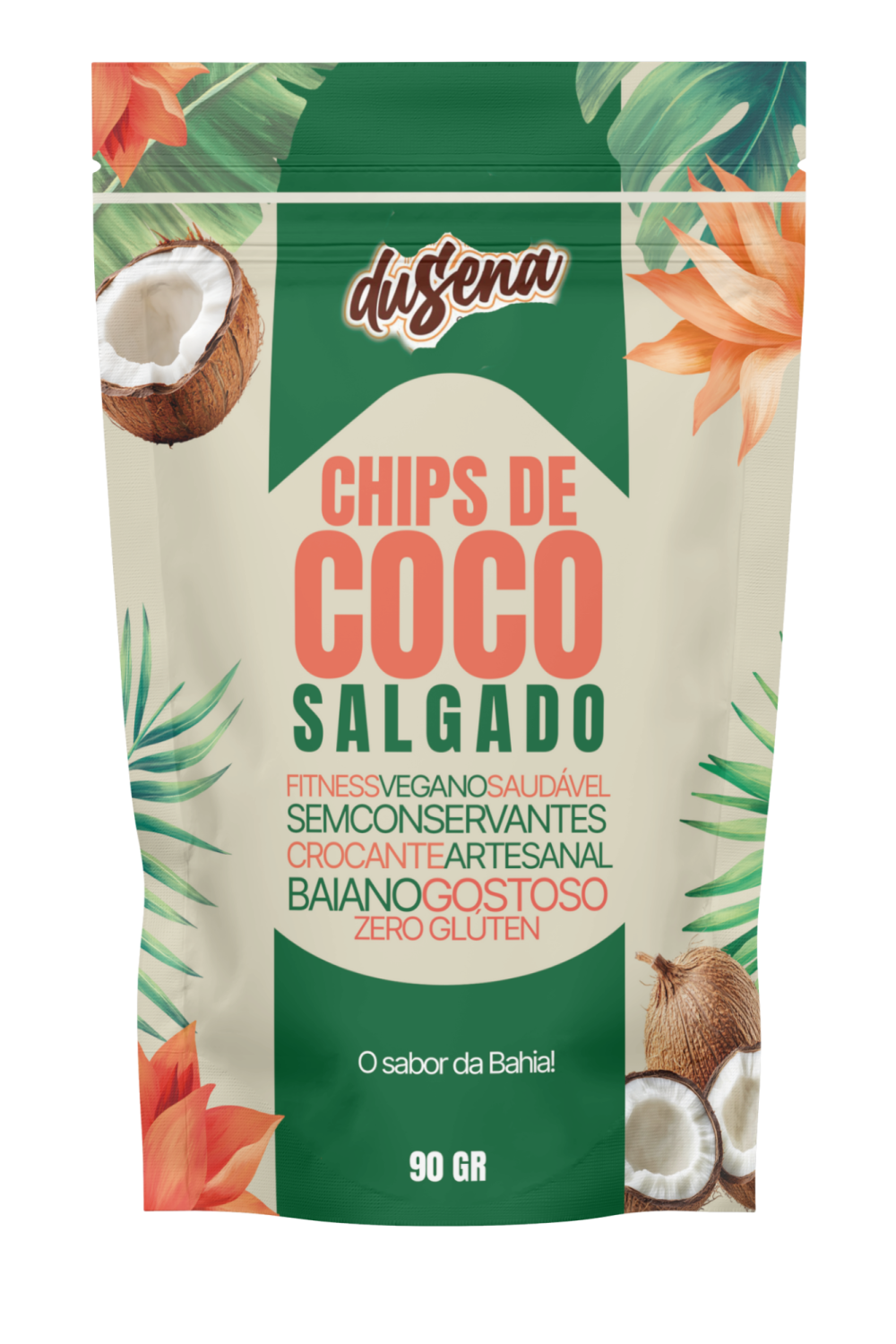 Chips de coco crocante e salgado - DuSena - O sabor da Bahia