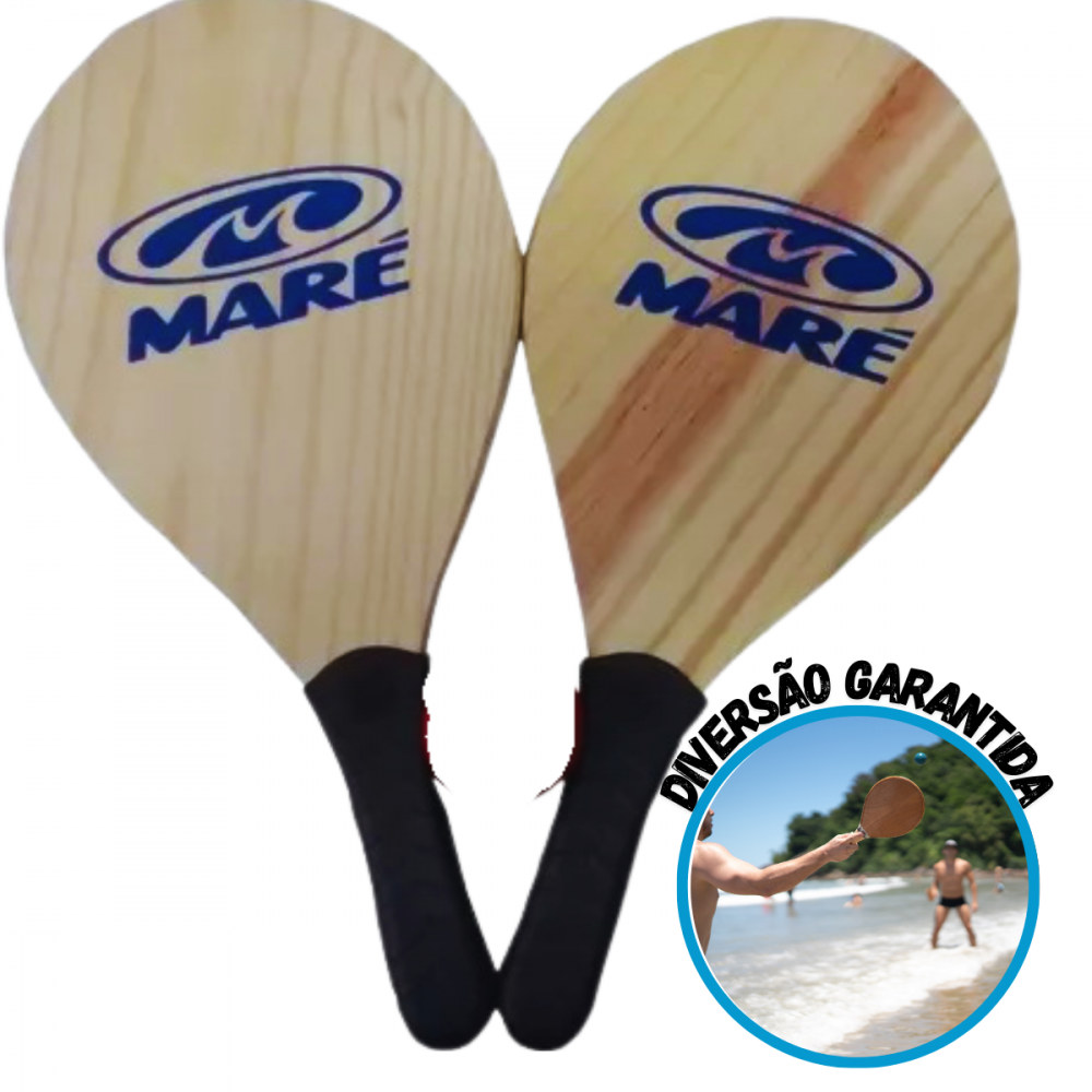 Jogo de Frescobol Madeira Maré | Tennis de Praia | Raquete Frescobol ...