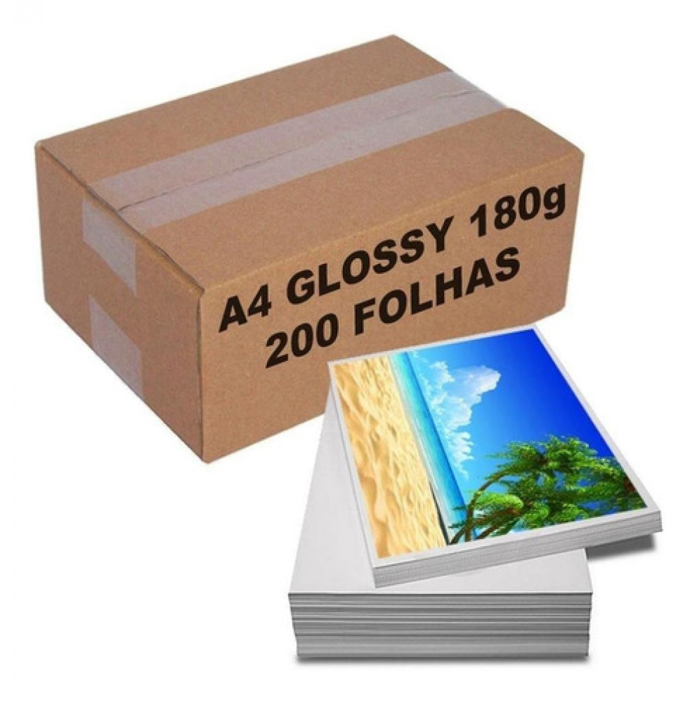 Papel Fotográfico 180g A4 Glossy 200 Folhas - Eco Suprimentos