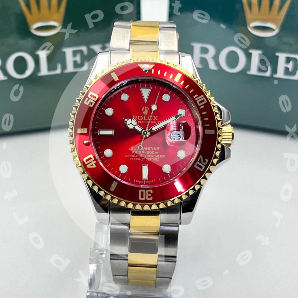 Relógio Rolex Submariner Misto Vermelho linha Gold c/ caixa premium ...