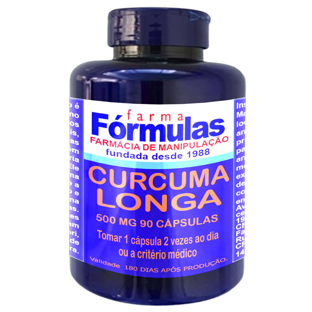 CURCUMA LONGA COM PIMENTA NEGRA 500/10 MG COM 90 CÁPSUL - FARMA FÓRMULAS