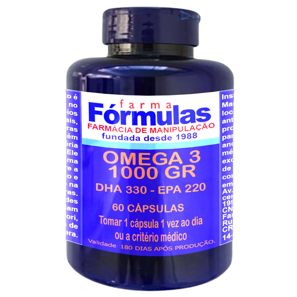 OMEGA 3 1000 GR - EPA 330 - DHA 220 COM 60 CÁPSULA - FARMA FÓRMULAS