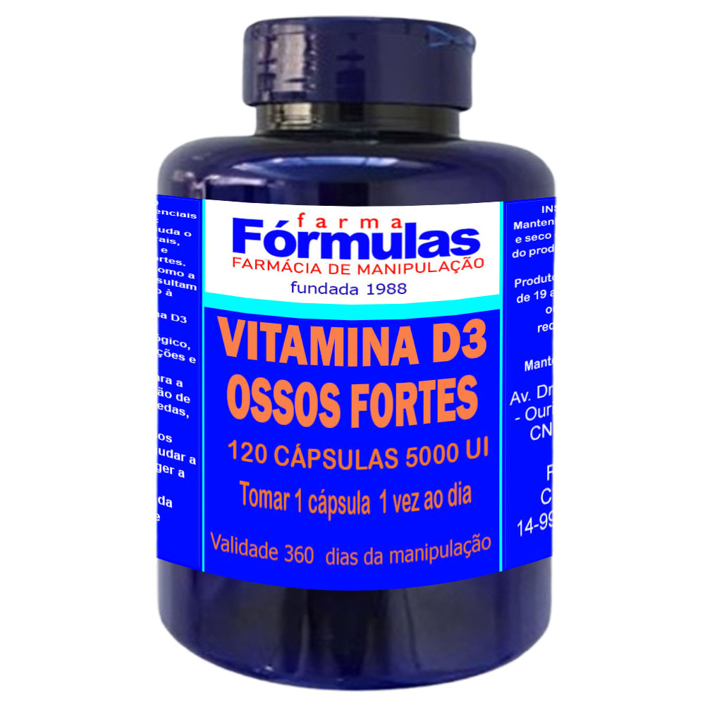 VITAMINA D3 OLEOSA 5000 UI COM 120 CÁPSULAS - FARMA FÓRMULAS