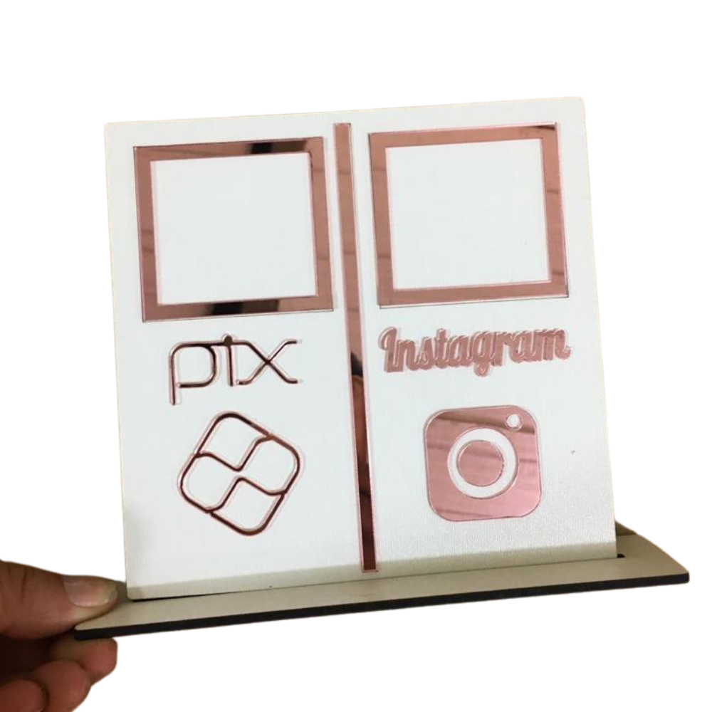 Placa QR Code em MDF e acrílico Rosê ou dourado - Pix / WhatsApp - Por ...