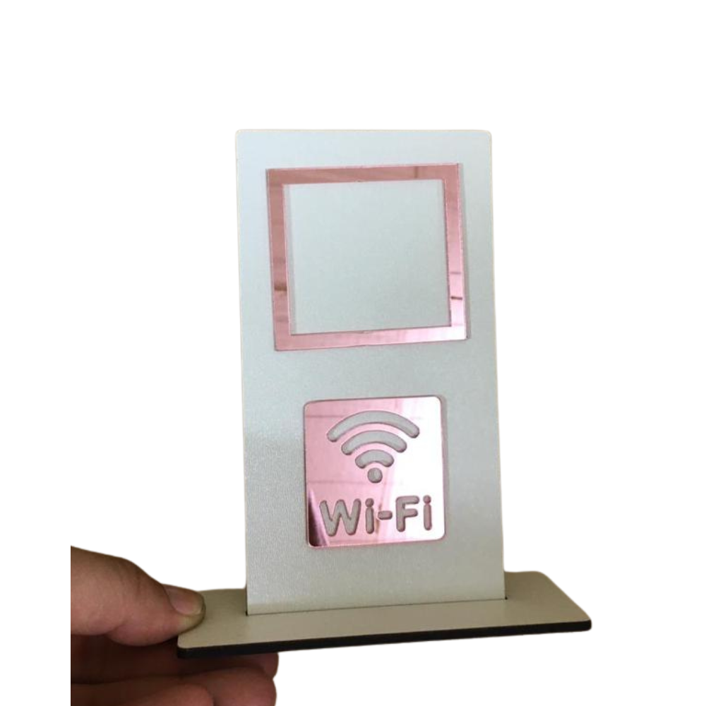 Placa QR Code em MDF e acrílico Rosê ou dourado - Wi-fi - Por encomenda ...