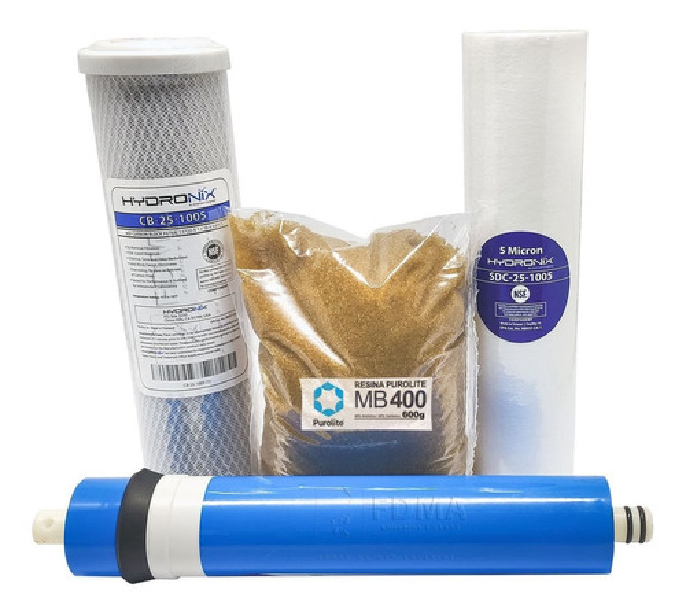 Kit Refil Premium Deionizador 4 Estágios 100gpd Resina Mb400 - 600g ...