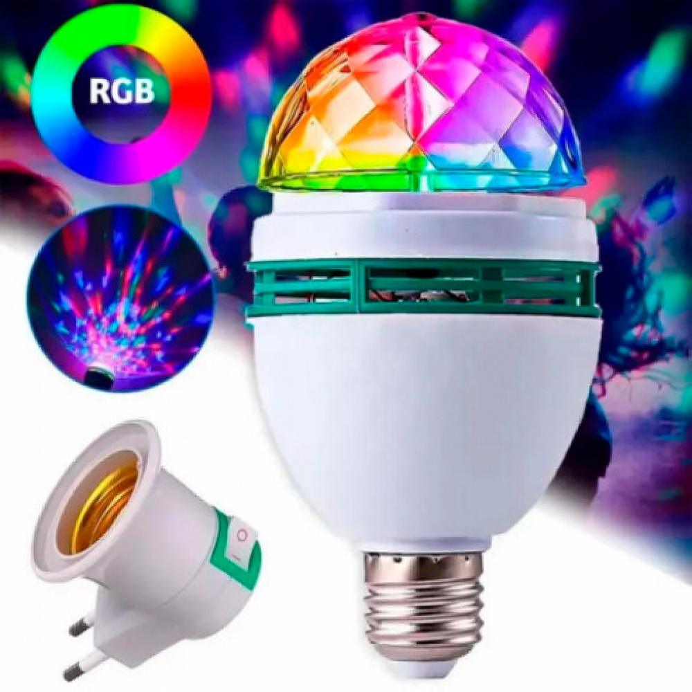 Lampada LED Colorida Giratória com Adaptador de Tomada STARMEGA - ST-0 ...