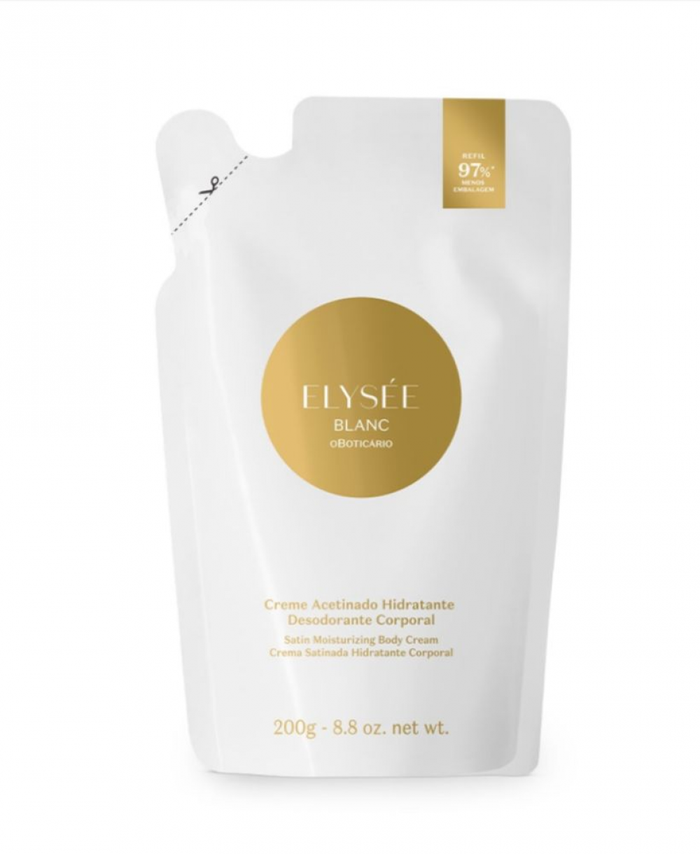 Refil Creme Desodorante Hidratante Corporal Acetinado Elysée Blanc 200g Flor De Outono